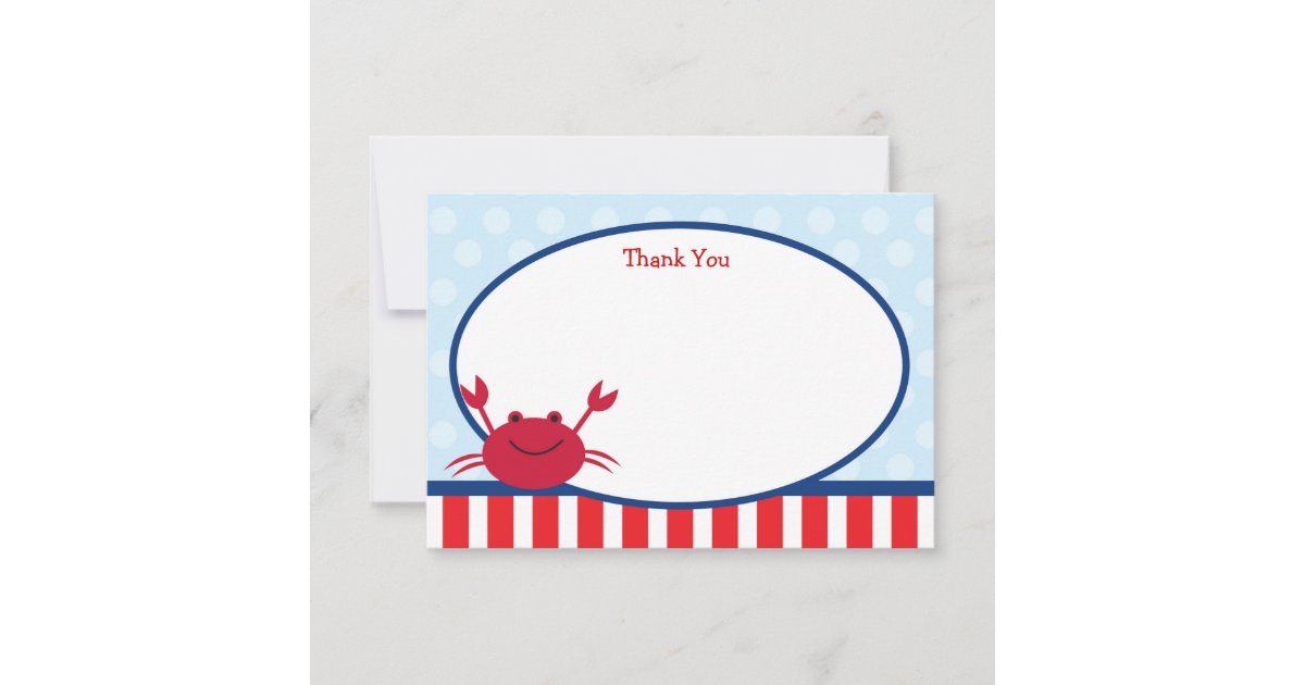 Crab Nautical Thank You Notes | Zazzle