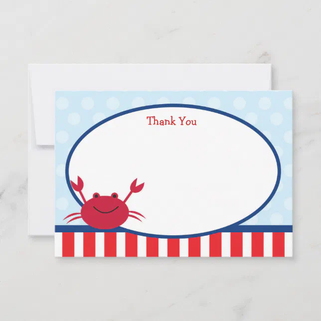 Crab Nautical Thank You Notes | Zazzle