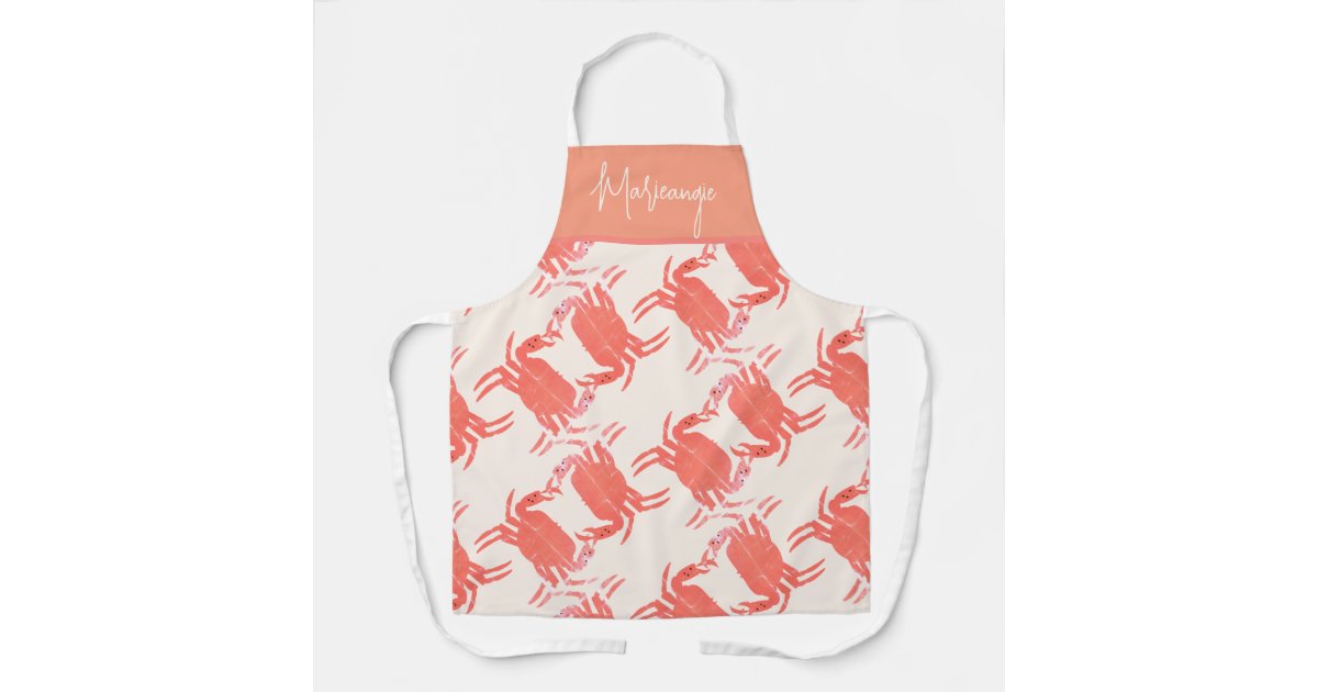 Crab Ocean Beach Sea Creature Pattern Apron | Zazzle