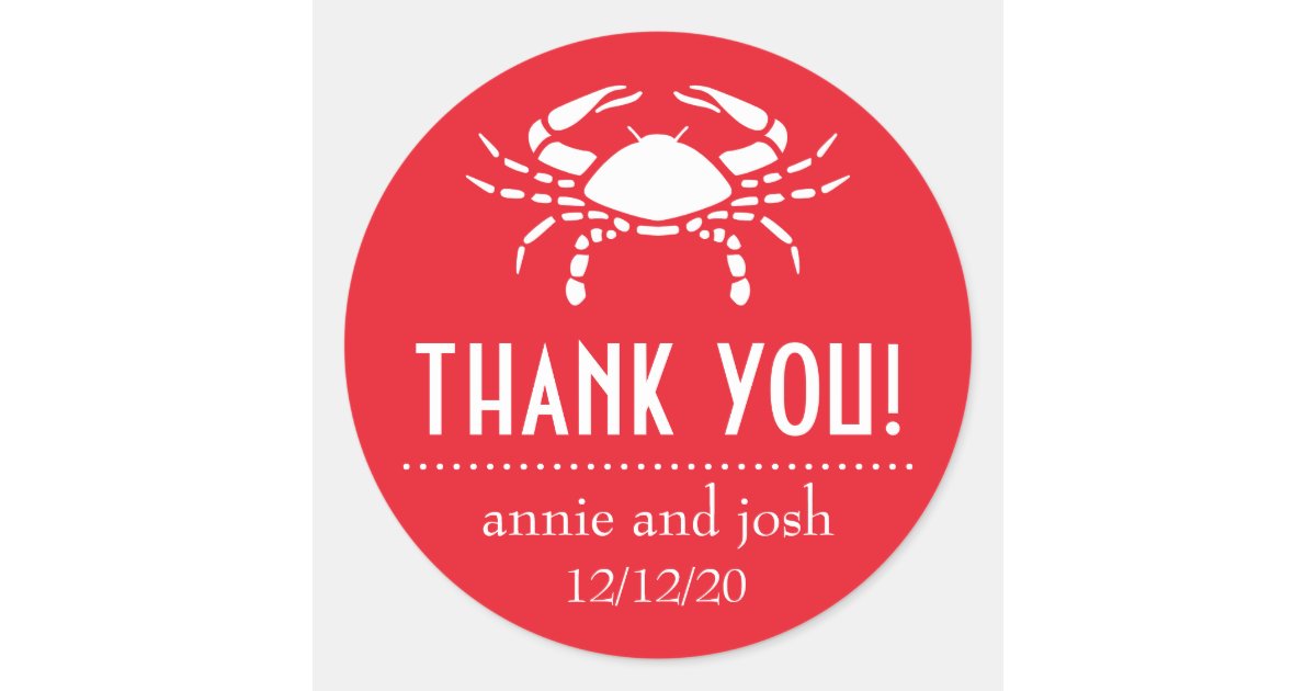 Crab Thank You Labels (Red) | Zazzle.com