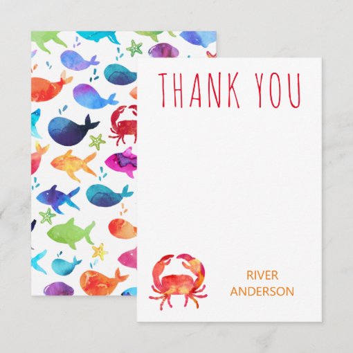 Crab Under The Sea Rainbow Fish Thank You | Zazzle