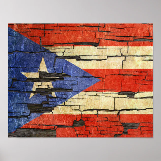 Cracked Puerto Rican Flag Peeling Paint Effect Poster | Zazzle