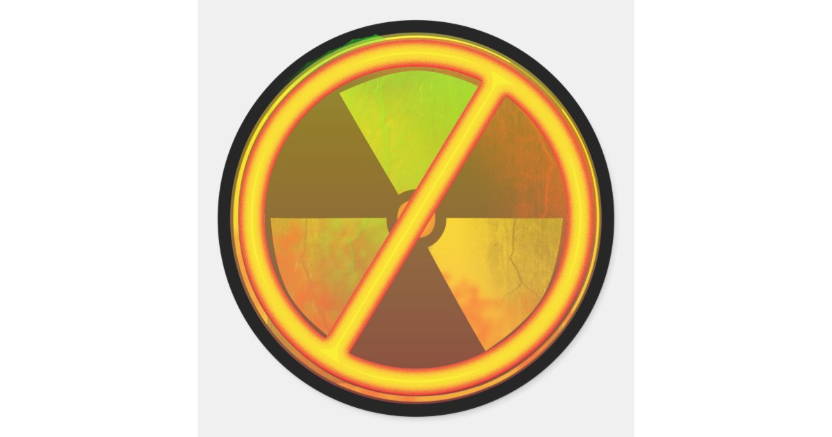 Cracked Radioactive Nuclear Symbol Sticker | Zazzle