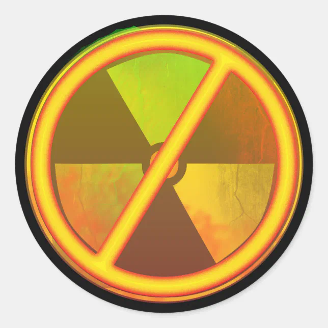 Cracked Radioactive Nuclear Symbol Sticker | Zazzle