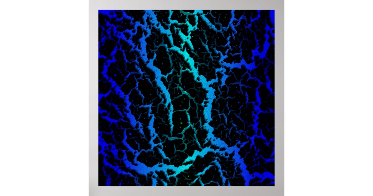 Cracked Space Lava - Blue/Cyan Poster | Zazzle