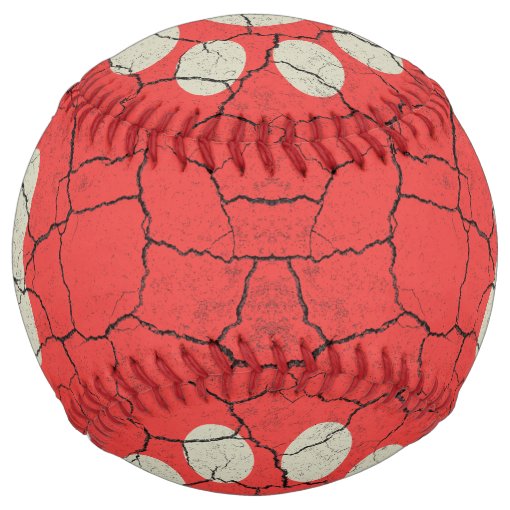 Cracked Vintage Brick Red Animal Dog Paw Print Softball | Zazzle