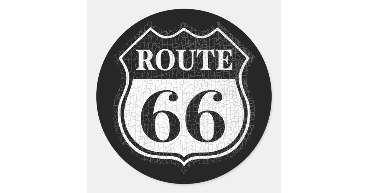 Crackled Rte 66 Classic Round Sticker | Zazzle