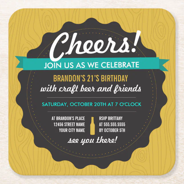 Craft Beer Birthday Coaster Invite | Zazzle