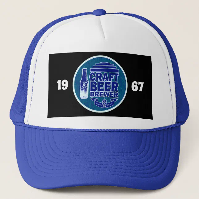 Craft Beer Brewer -1967 Blue Logo Trucker Hat | Zazzle