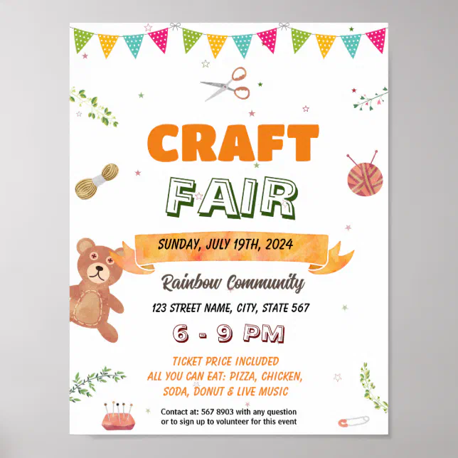 Craft Fair event template Poster | Zazzle