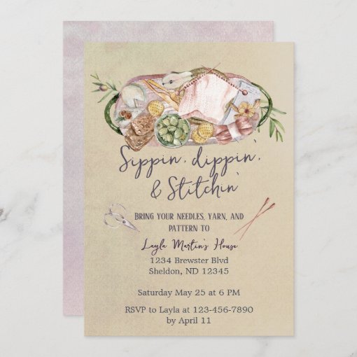 Craft Night Knitting Party Invitation | Zazzle