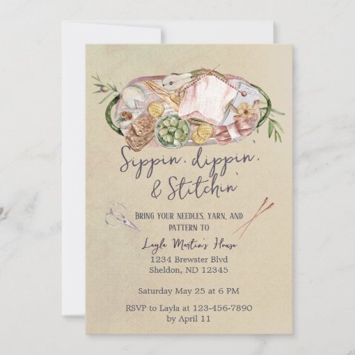 Craft Night Knitting Party Invitation | Zazzle