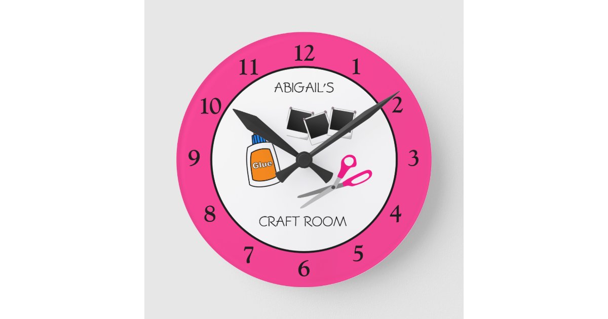 Craft Room Personalized Round Clock | Zazzle