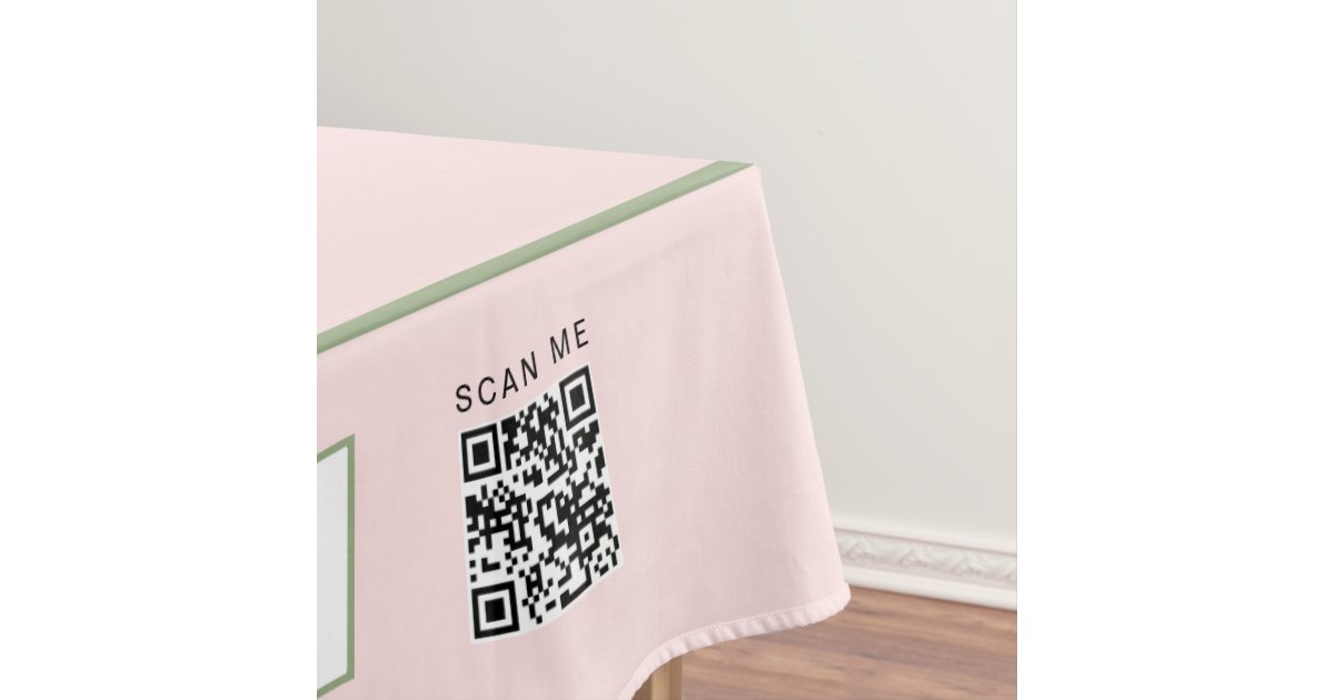 Craft Show Blush Sage 60 x 84 QR Code Tablecloth | Zazzle