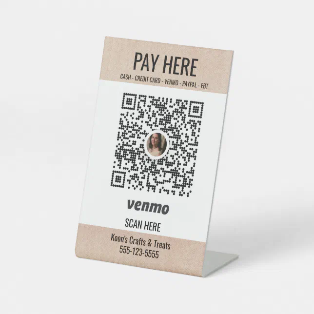 Craft Show Booth Display QR Code Pay Pedestal Sign | Zazzle