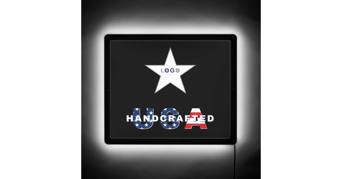 Crafter Artist Handcrafted USA w Logo Upload LED Sign | Zazzle