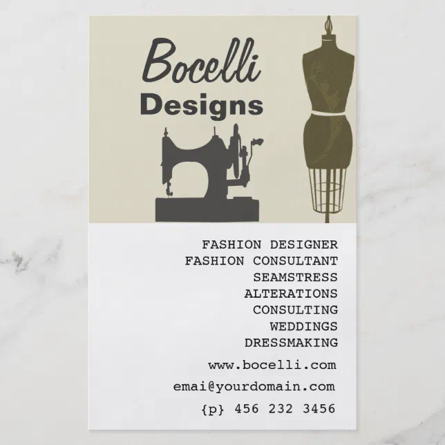 Crafty Ladies Seamstress Fashion Stylist Modern Flyer | Zazzle