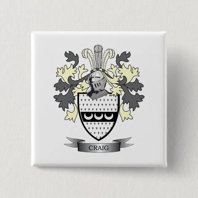 Craig Family Crest Coat of Arms Pinback Button | Zazzle