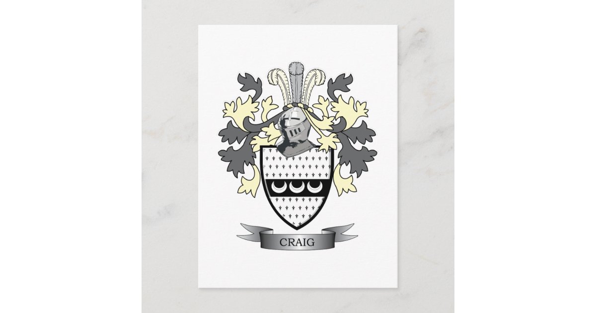 Craig Family Crest Coat of Arms Postcard | Zazzle