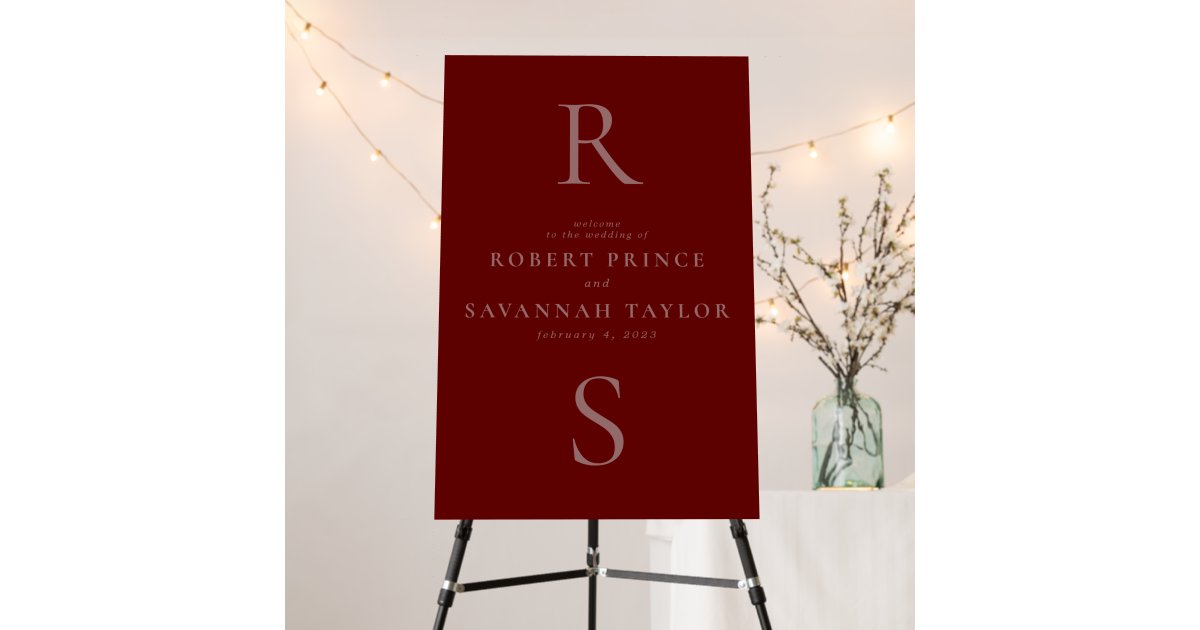 Cranberry Minimalist Wedding Welcome Sign | Zazzle