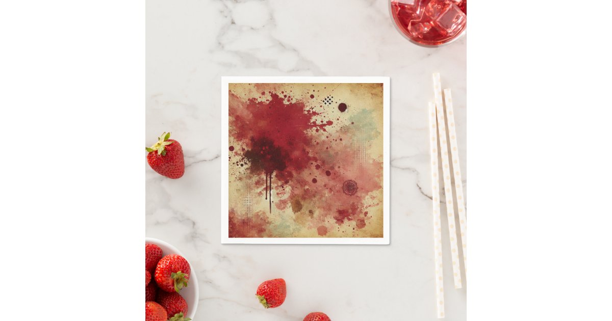 Cranberry Spice Splatter Distressed Ink Decoupage Napkins | Zazzle