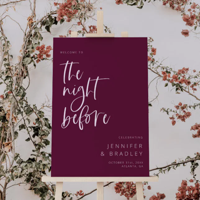 Cranberry The Night Before Rehearsal Dinner Sign | Zazzle