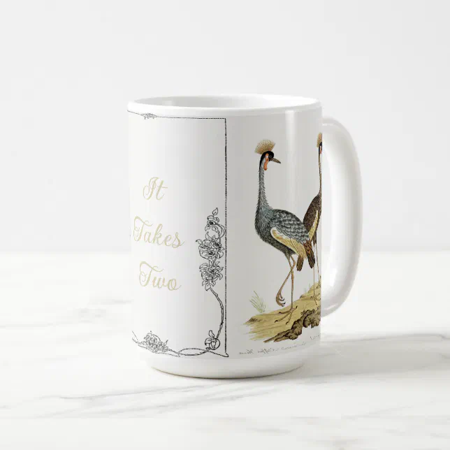 Crane Birds Typography It Takes Two Coffee Mug | Zazzle