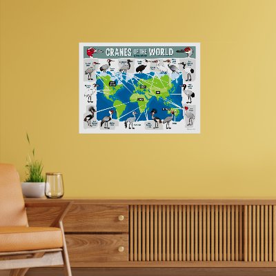 Cranes of the World Map by Birdorable