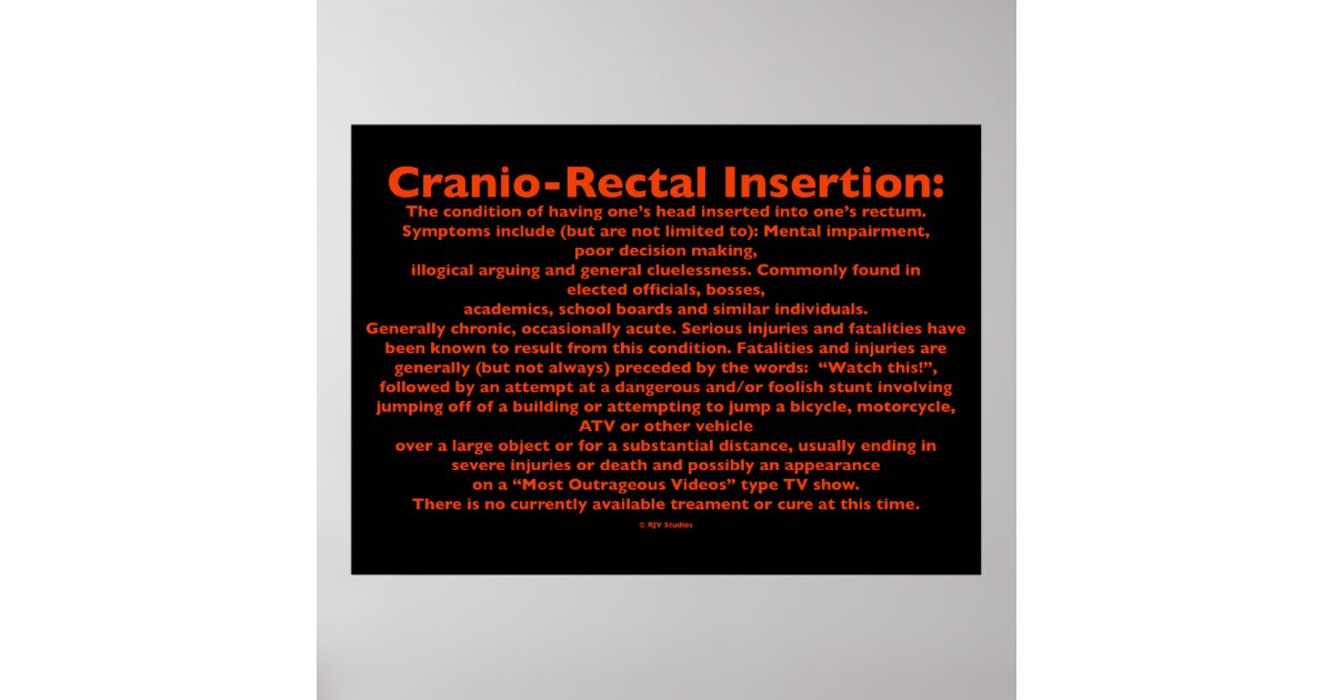 Cranio-Rectal Insertion Poster | Zazzle