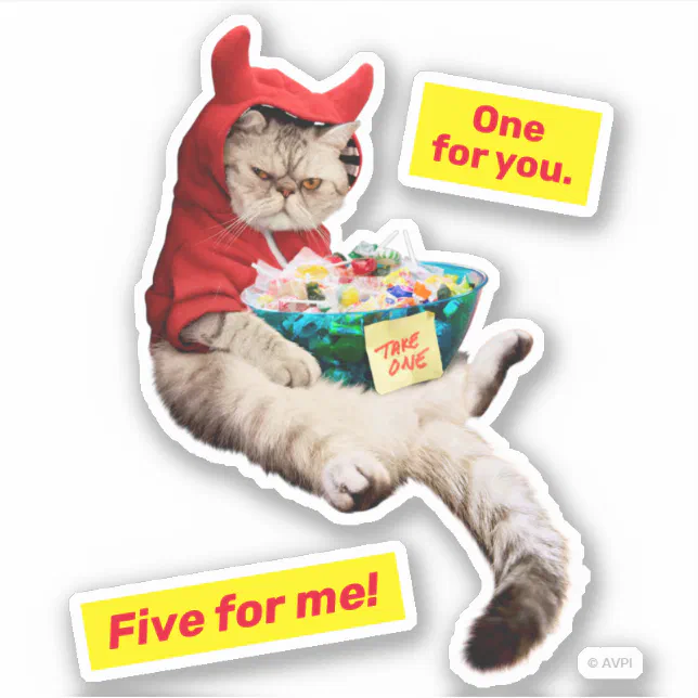 Cranky Devil Cat Sticker | Zazzle