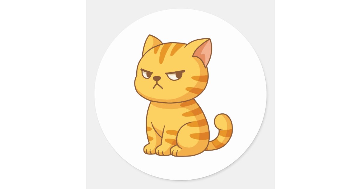 Cranky Orange Tabby Cat Classic Round Sticker | Zazzle