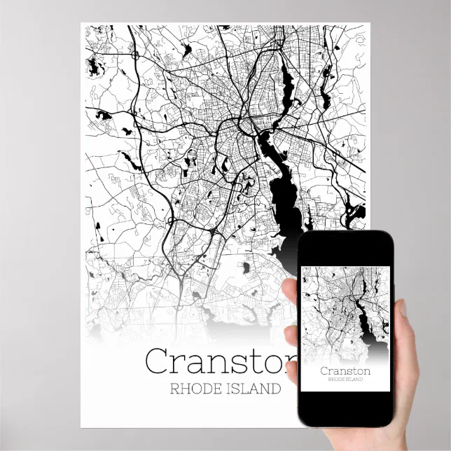 Cranston Map - Rhode Island - City Map Poster | Zazzle