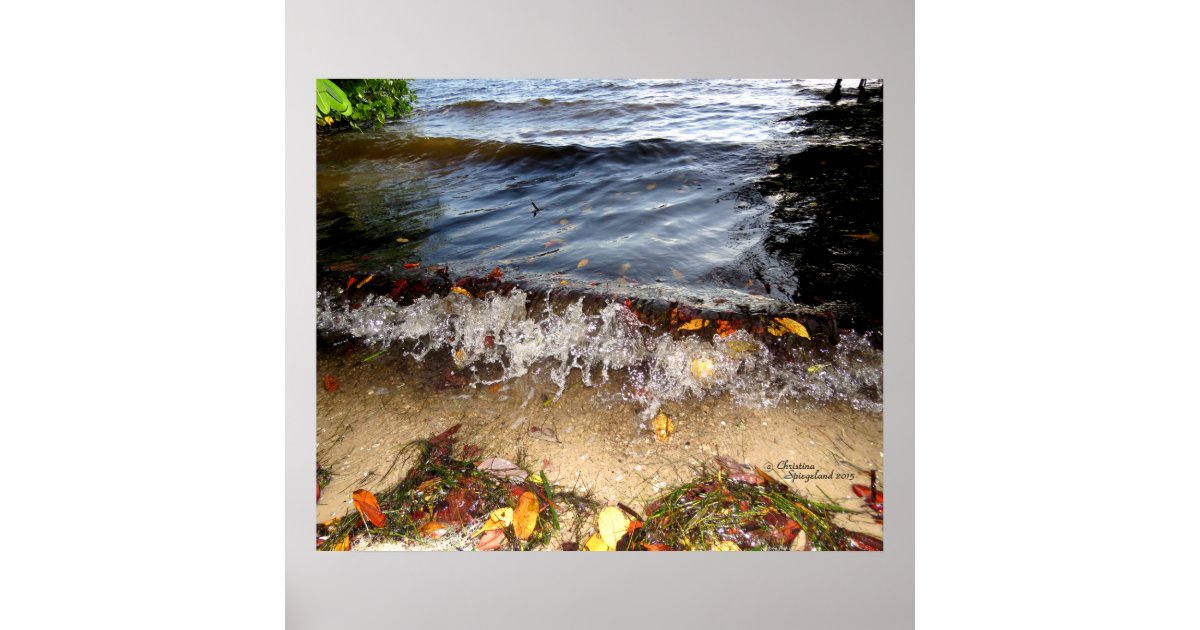 Crashing waves Colorful leaves Poster | Zazzle