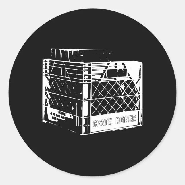 Crate Digger With Crate Full Of Records Lp'S Classic Round Sticker | Zazzle