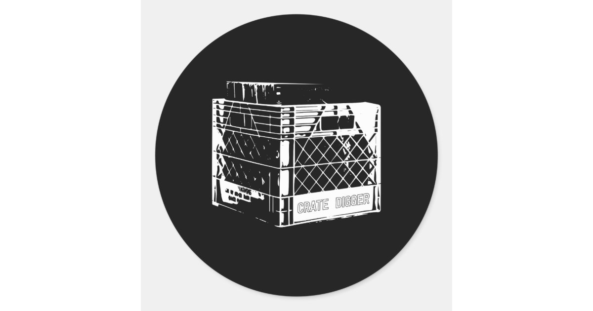 Crate Digger With Crate Full Of Records Lp'S Classic Round Sticker | Zazzle