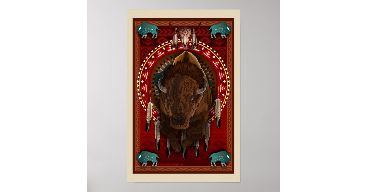 Cratemade Native American Buffalo design poster | Zazzle