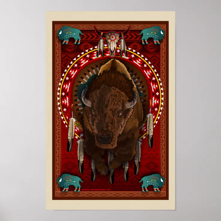 Cratemade Native American Buffalo design poster | Zazzle