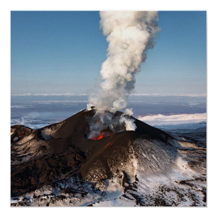 Crater eruption volcano: lava, gas, steam, ashes poster | Zazzle.com