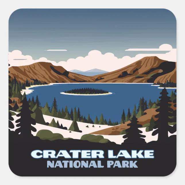 Crater Lake National Park Oregon Square Sticker | Zazzle