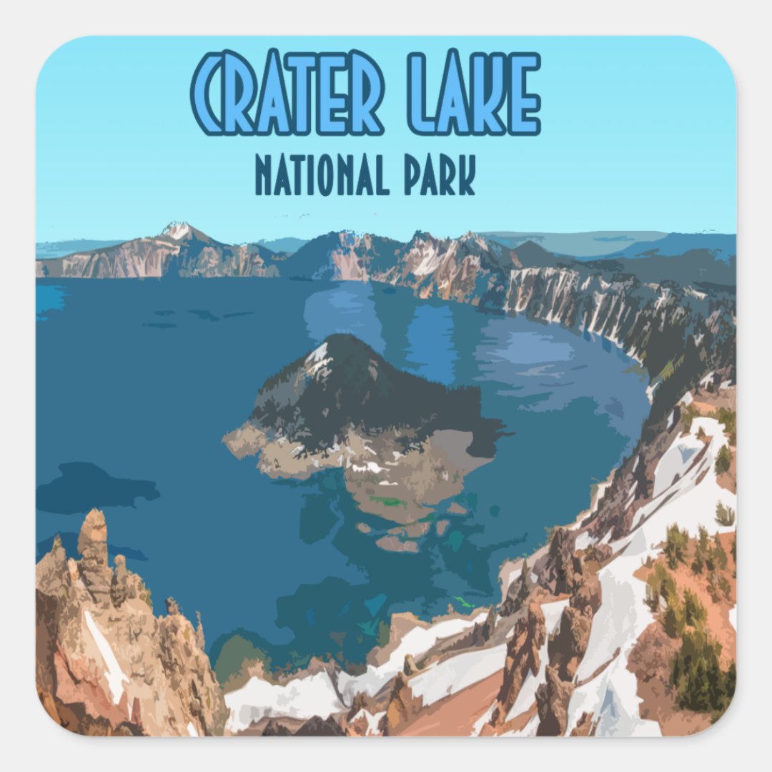 Crater Lake National Park Oregon Vintage Square Sticker | Zazzle