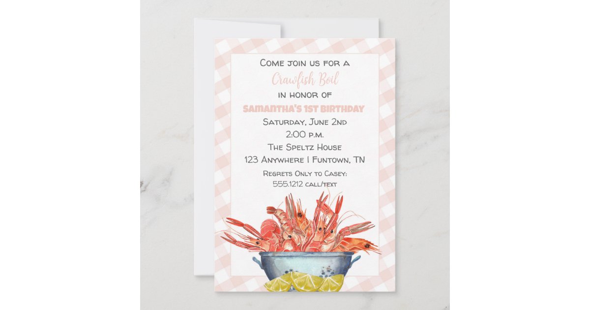Crawfish Boil 1st Birthday Invitation for Girl | Zazzle
