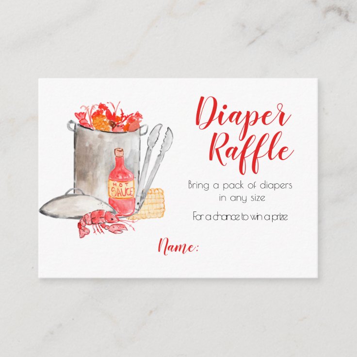 Crawfish boil babyshower diaper raffle card | Zazzle