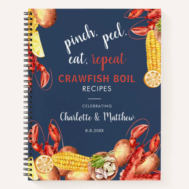 Crawfish Boil Couples Engagement Recipe Notebook | Zazzle
