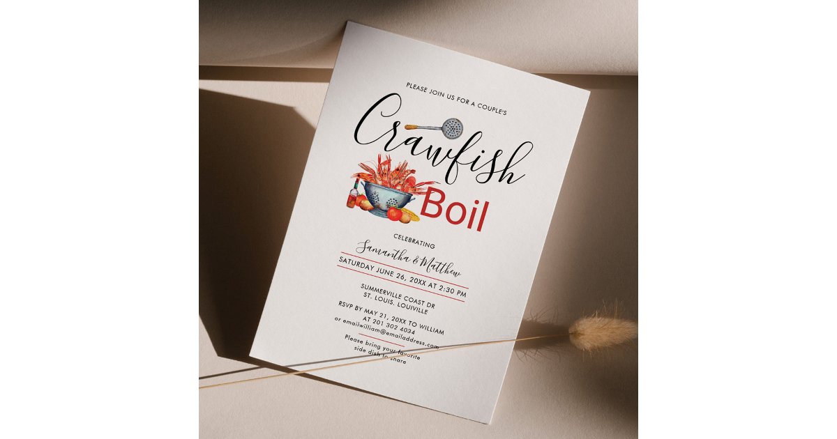 Crawfish Boil Couples Engagement Seafood Party Invitation | Zazzle