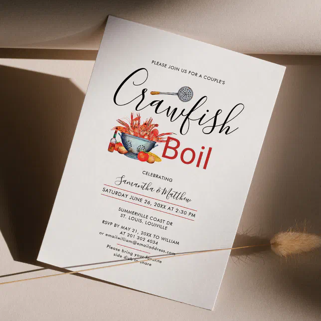 Crawfish Boil Couples Engagement Seafood Party Invitation | Zazzle