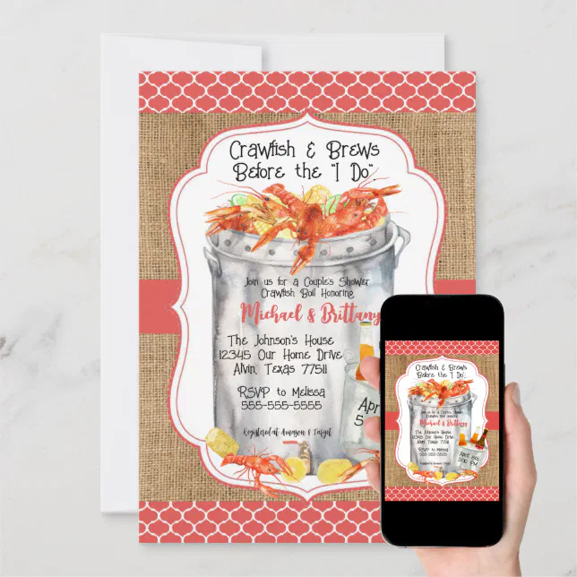 Crawfish Boil Couple's Wedding Shower Invitation | Zazzle