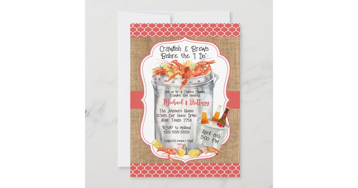 Crawfish Boil Couple's Wedding Shower Invitation | Zazzle