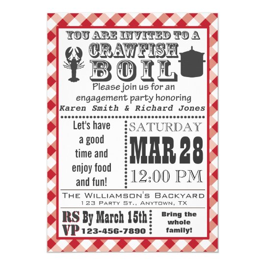 Crawfish Boil Engagement Party Invitation | Zazzle.com Crawfish Boil Engagement Party Invitation | Zazzle.com