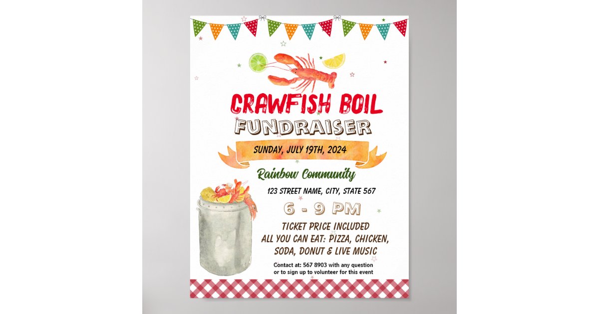 Crawfish Boil Fundraiser event template Poster | Zazzle