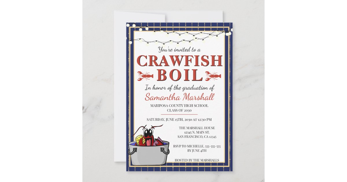 Crawfish Boil Graduate School Graduation Party Invitation | Zazzle
